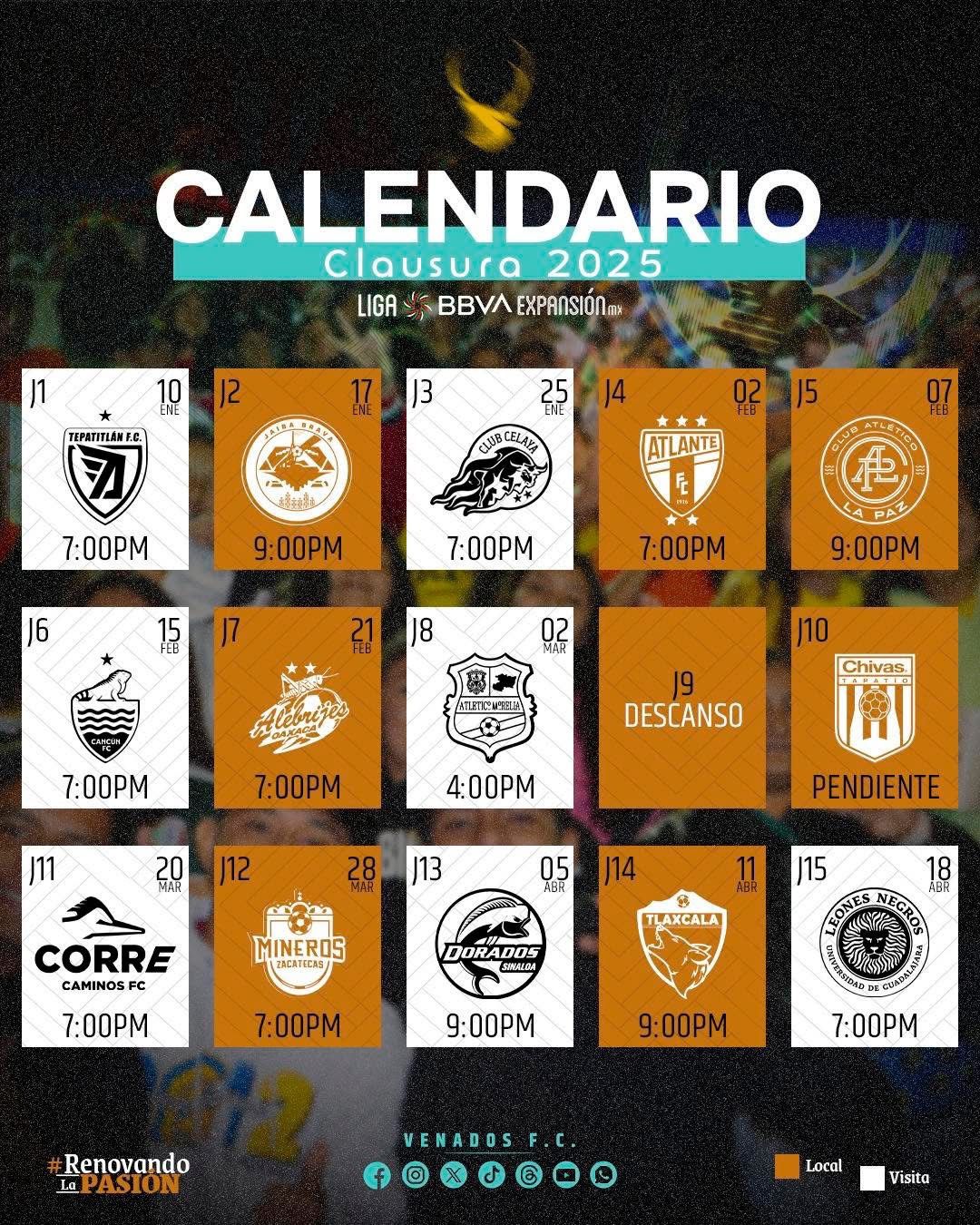Definido el calendario de Venados F.C para el Clausura 2025 - SR NOTICIA